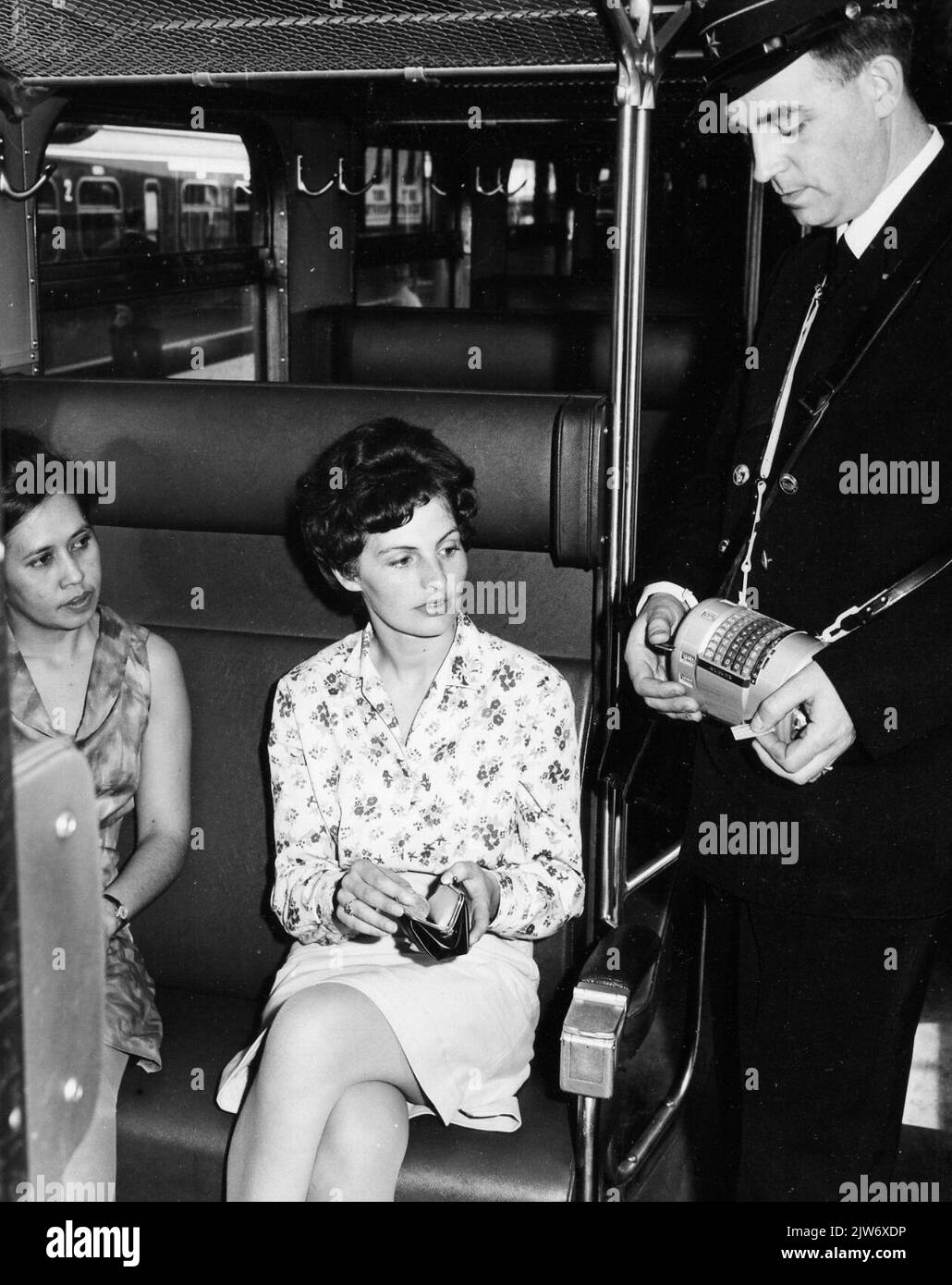 Image of the sale of tickets (place cards) by the conductor on the ...