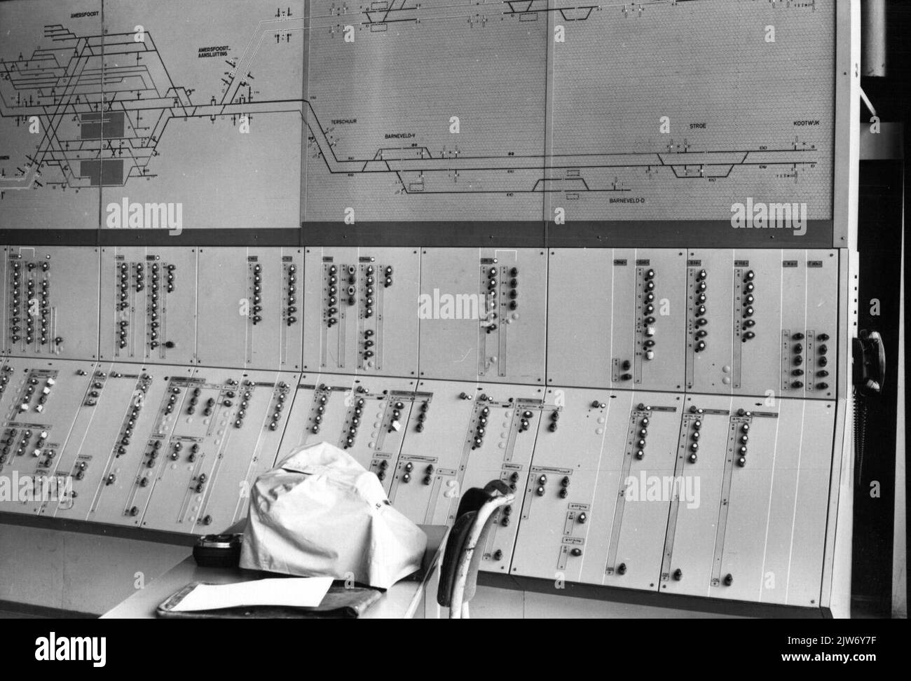 Interior of the central switching post of the N.S. in Amsterdam ...