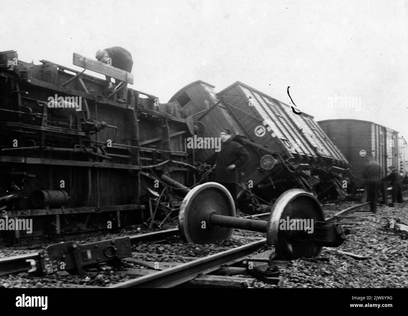 Freight train derailment Black and White Stock Photos & Images - Alamy