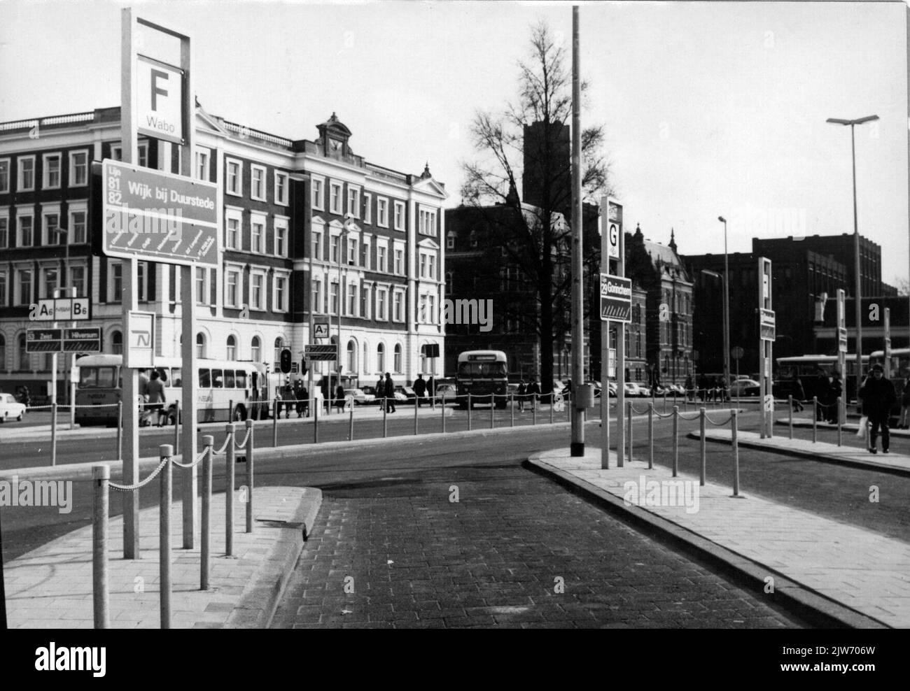 View of the platforms of the regional bus station in Utrecht with the ...