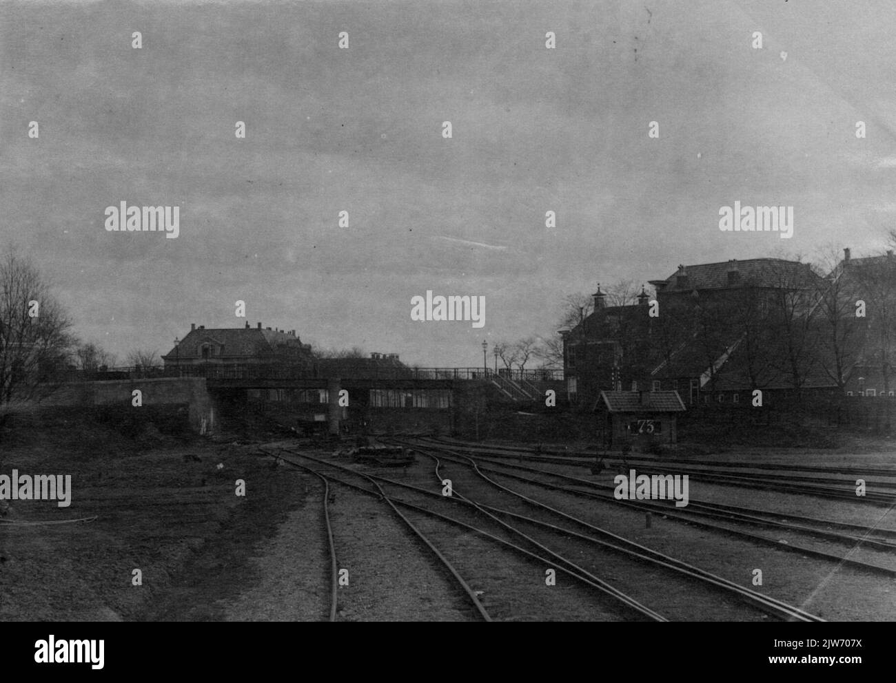 View of the yard of the Groningen station of the Staatsspoorwegen in ...
