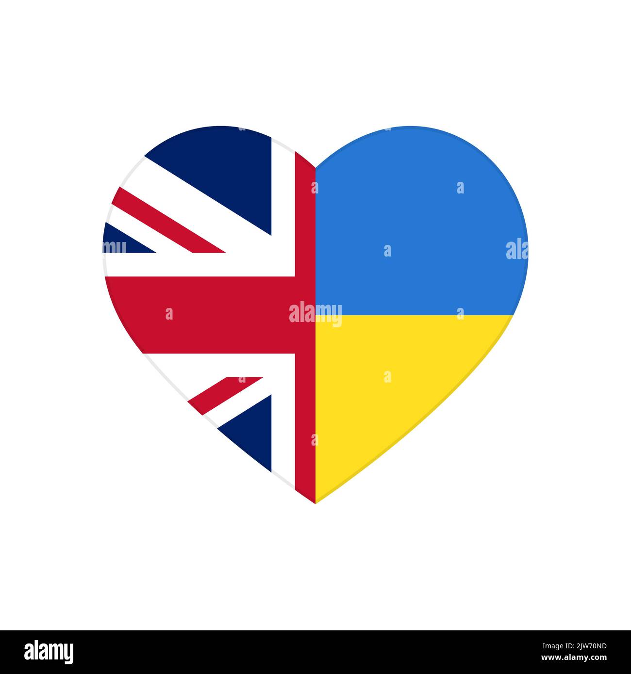 Heart puzzle pieces with national flags of Great Britain and Ukraine ...