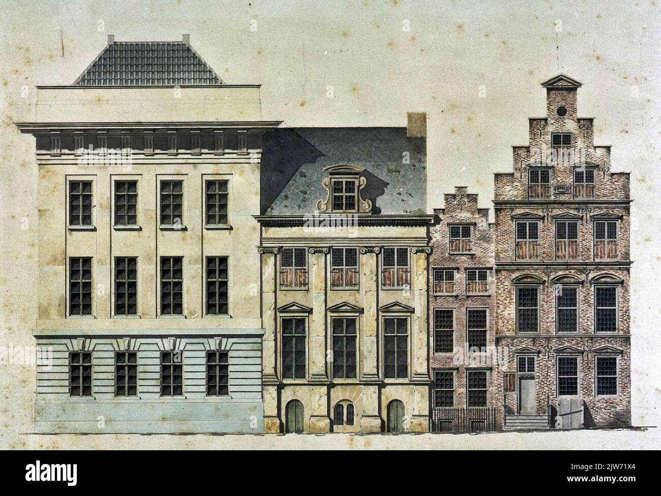 Image of the side wall of the town hall complex on the Oudkerkhof in ...