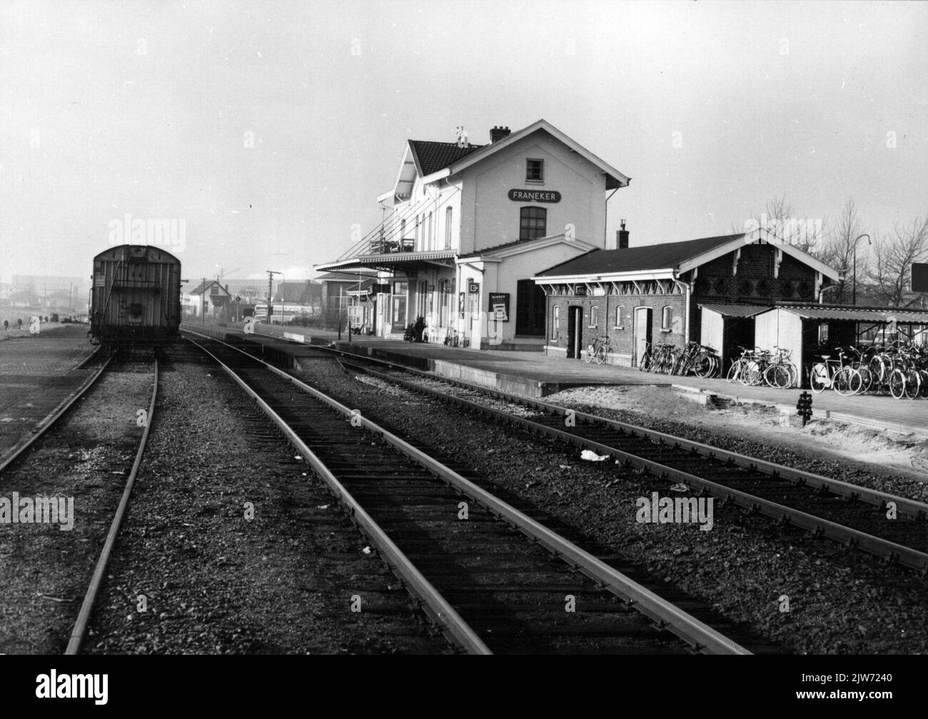 View of the platform side of the N.S. station Franeker in Franeker ...