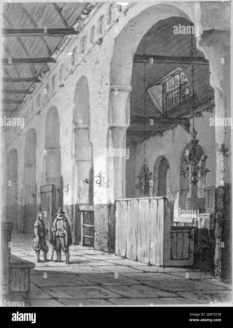 Interior of the Geertekerk in Utrecht: viewing from the southern side ...