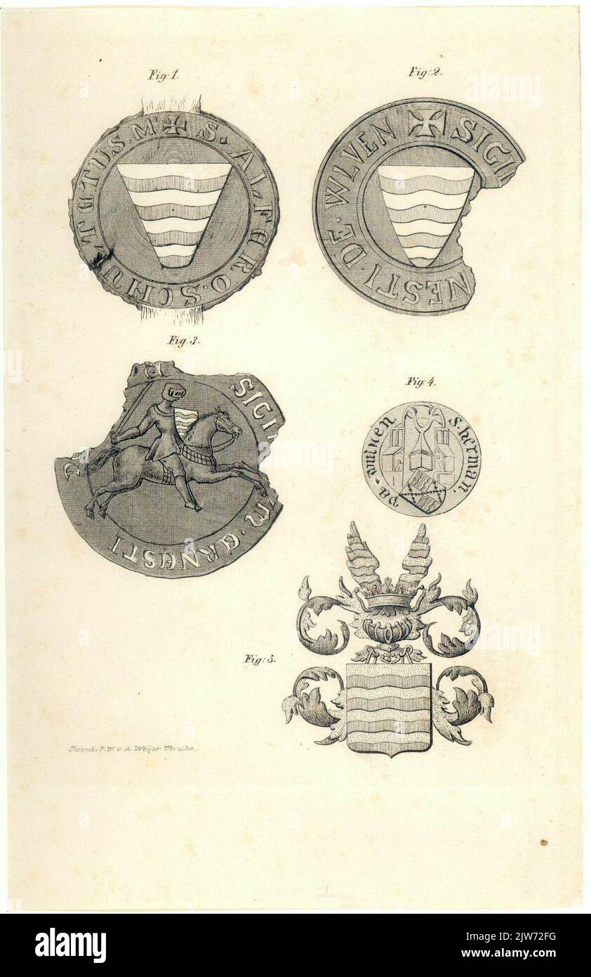 Image of four stamps and the coat of arms of different members of the ...