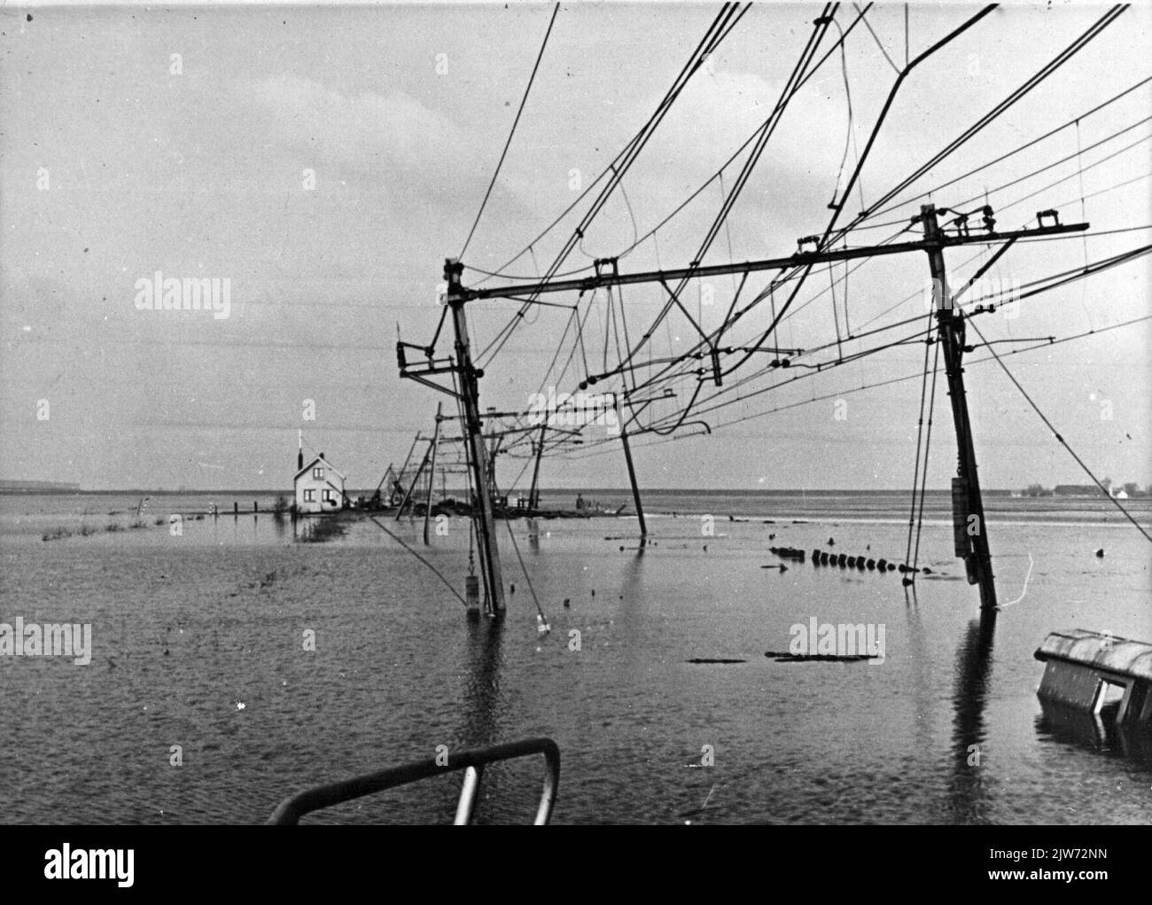 Image of the flooded railway line at Lage Zwaluwe shortly after the ...