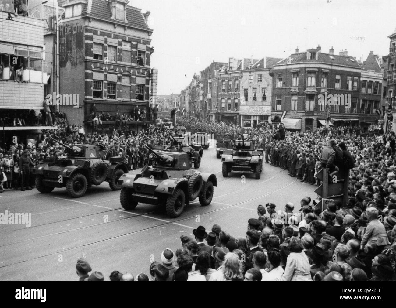 Image of the Memorial D-Day Parade. Law vehicles of the 3rd Canadian ...