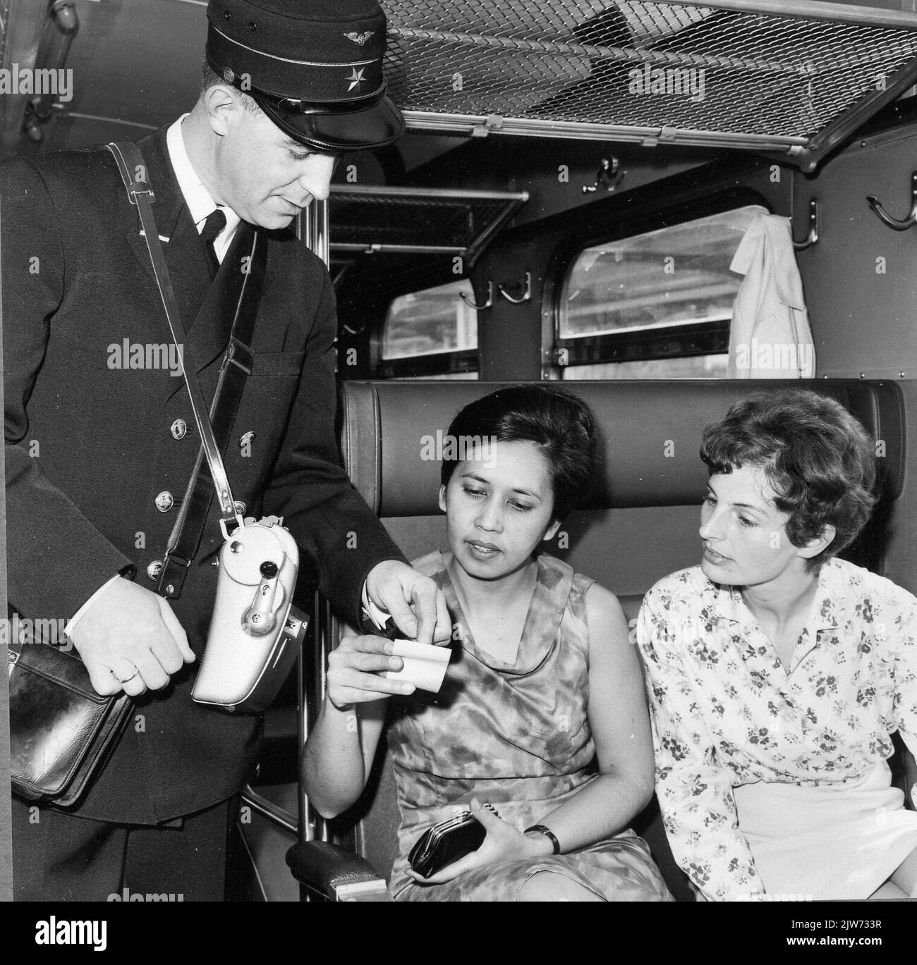 Image of the sale of tickets (place cards) by the conductor on the ...