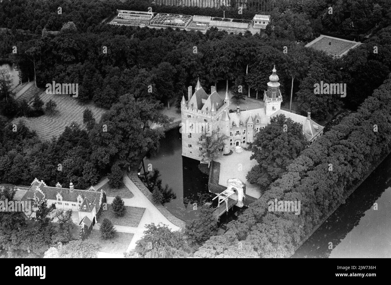 Aerial photo of the Nijenrode castle with surrounding park in Breukelen ...