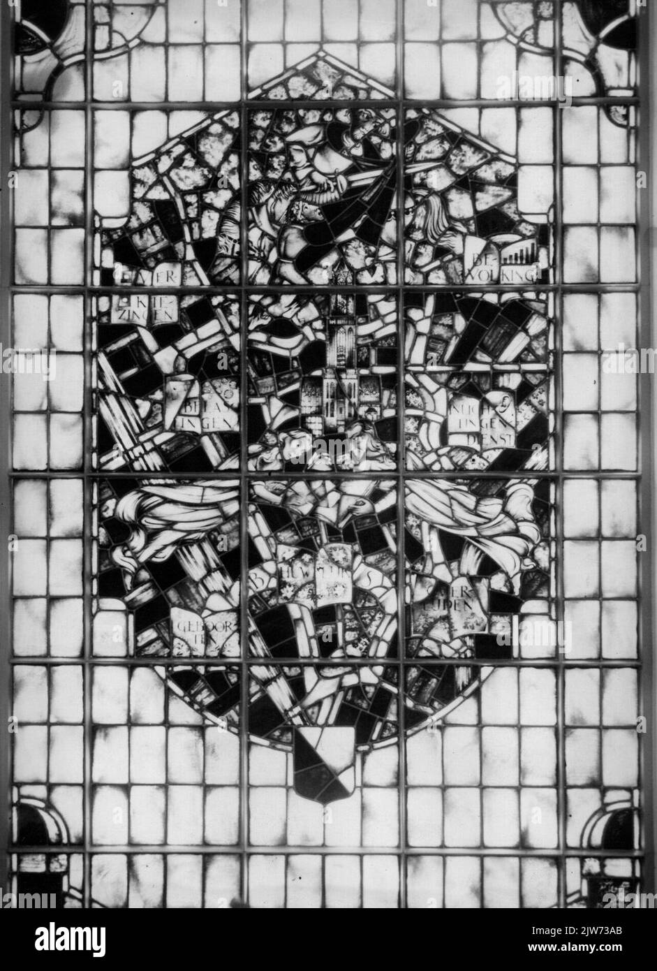 Interior of the Town Hall (Stadhuisbrug 1) in Utrecht: stained glass ...