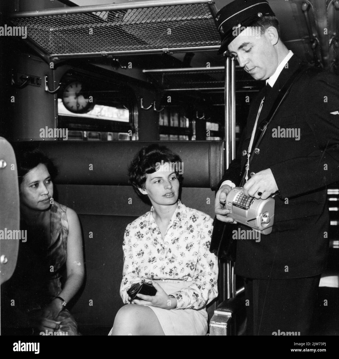 Image of the sale of tickets (place cards) by the conductor on the ...