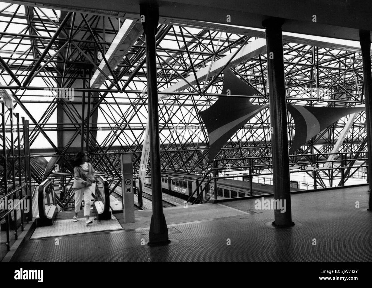 View of the construction of the platform hood of the new N.S. station ...