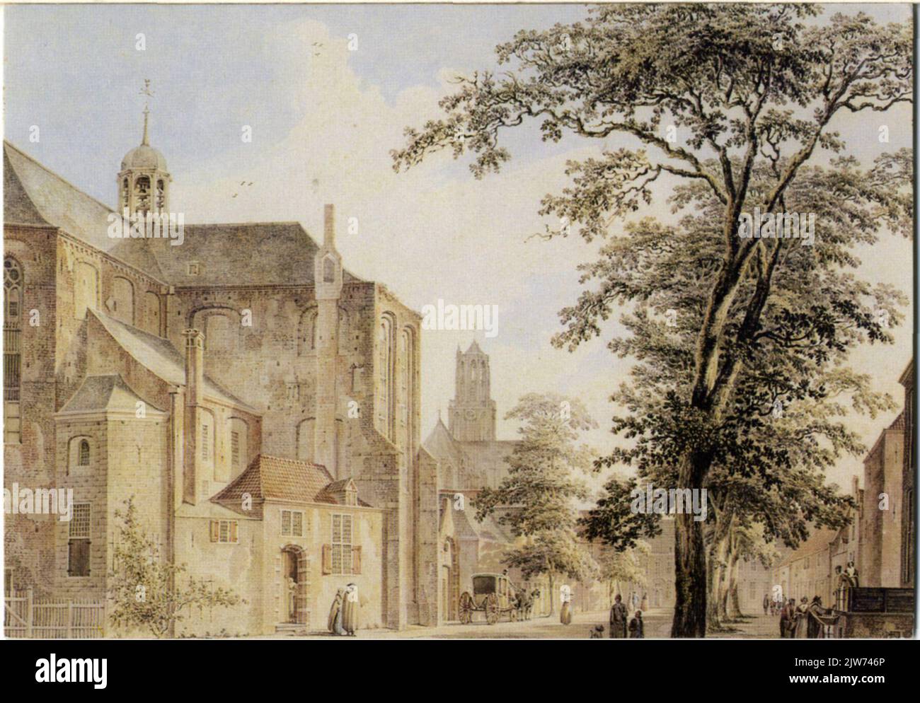 View of the Pieterskerk on the Pieterskerkhof in Utrecht with the ...