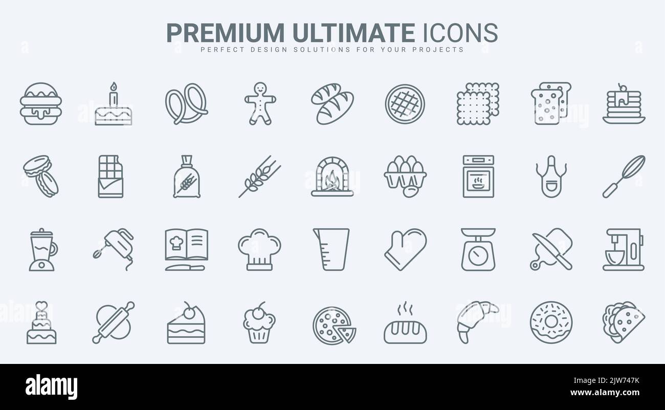Bakery, confectionery thin line icons set vector illustration. Abstract ...