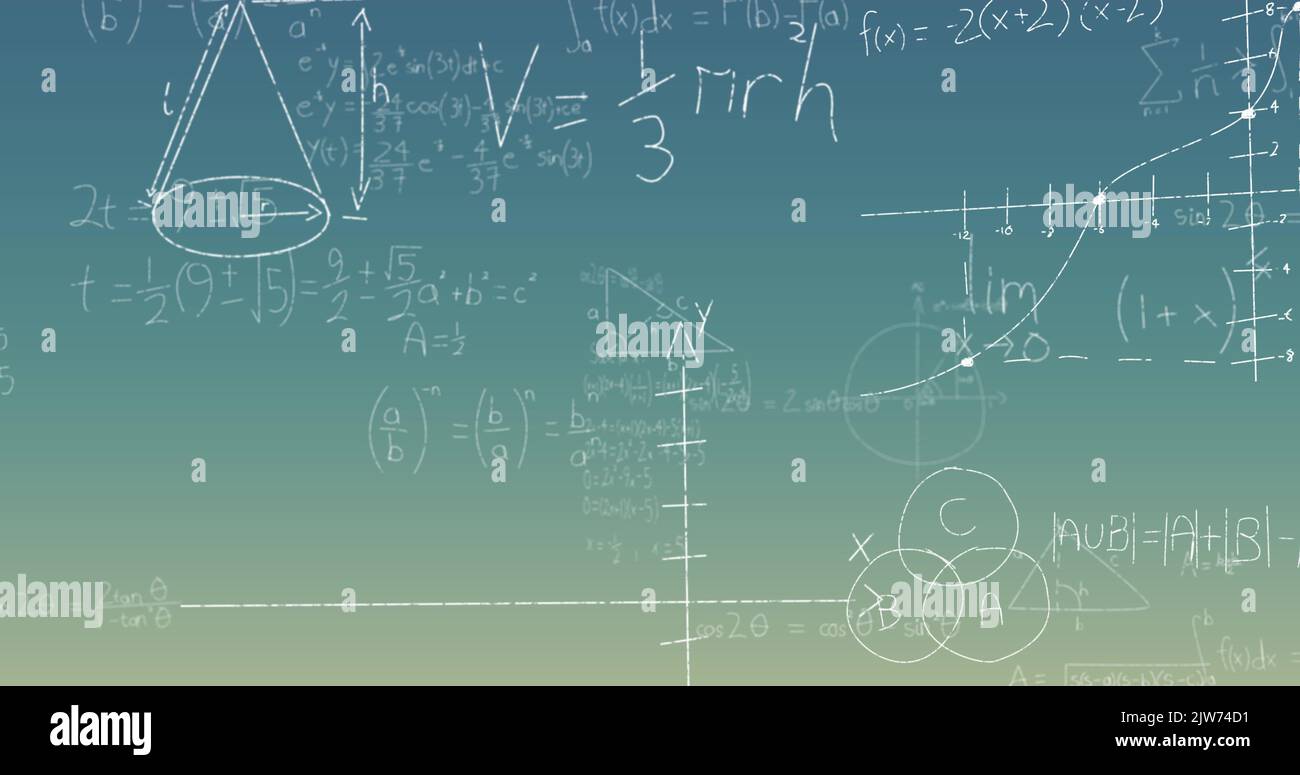 Image of mathematical equations on blue background Stock Photo - Alamy