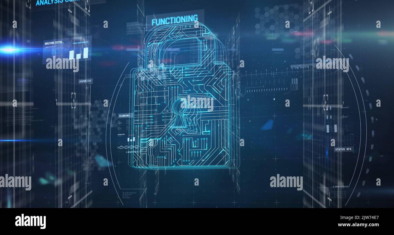 Image of online security padlock with data processing Stock Photo - Alamy