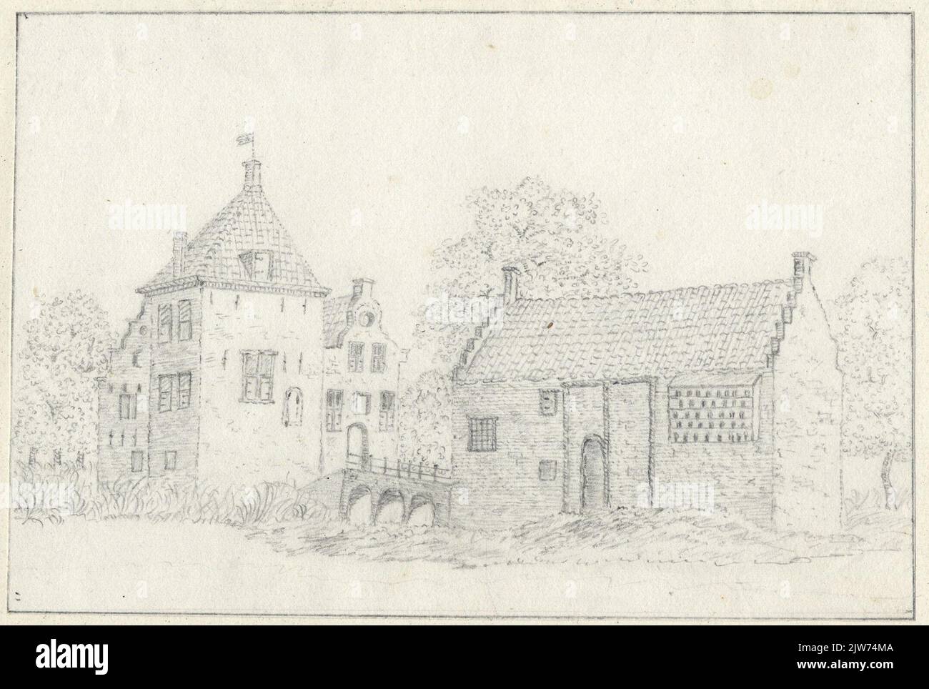 View of the Huis Hinderstein in Nederlangbroek, with the Poortgebouw in ...