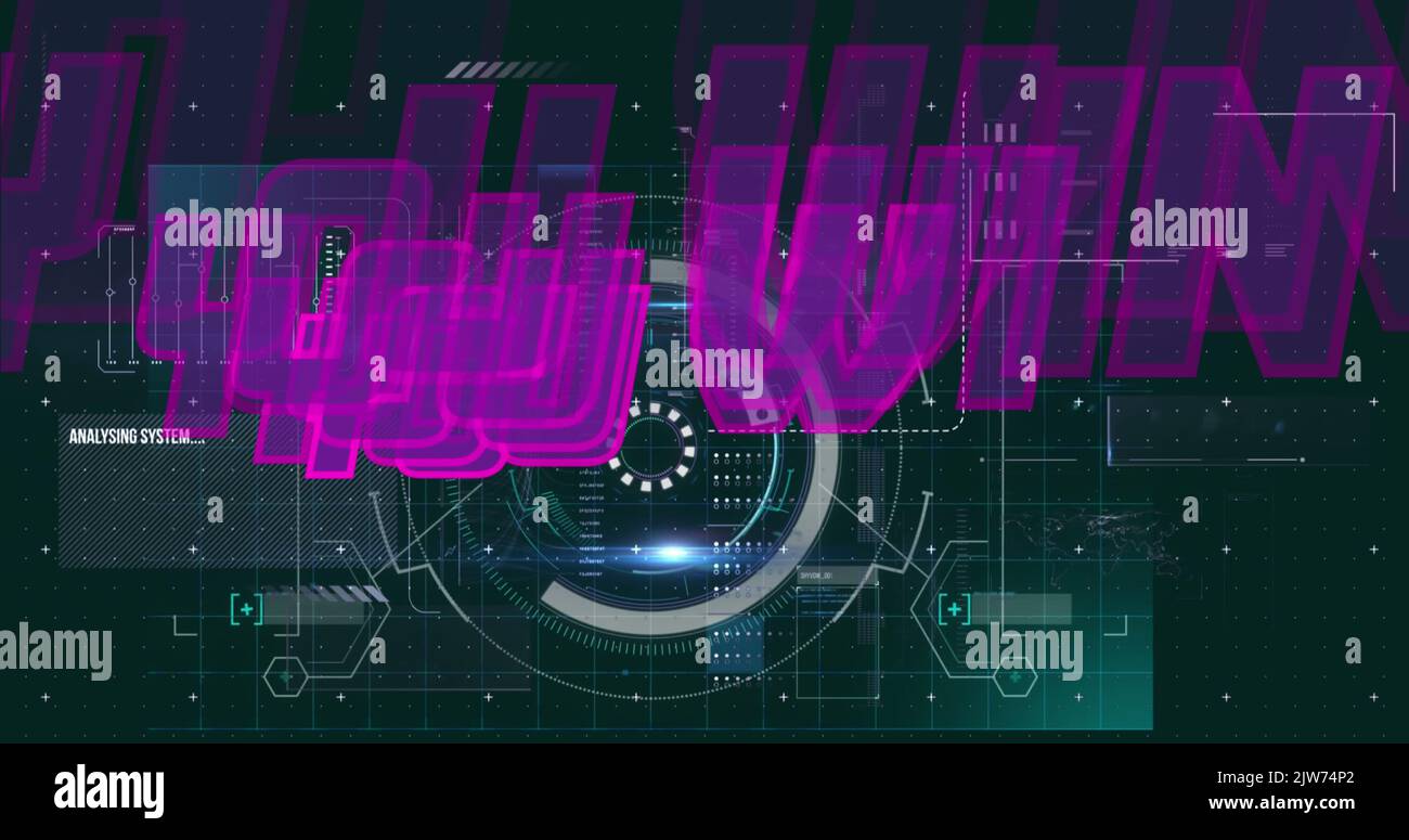 Image of you win text and data processing on black background Stock ...