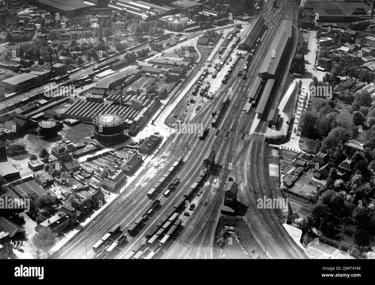 Aerial photo of the N.S. station Hengelo in Hengelo, with the split ...