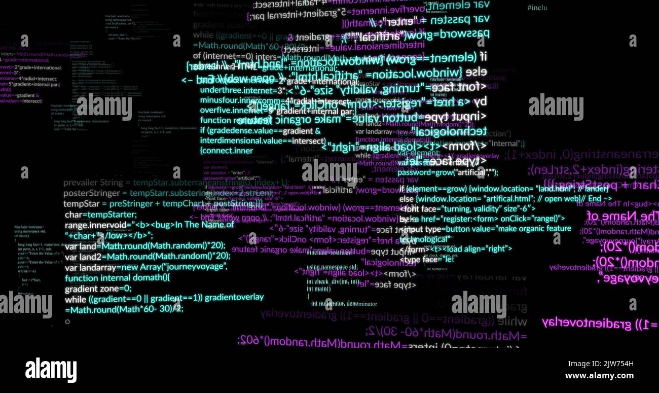 Image of data processing on black background Stock Photo - Alamy