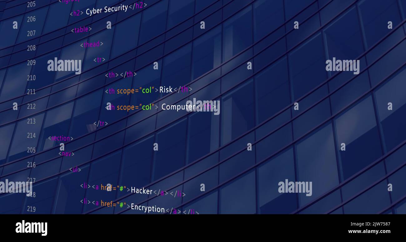 Image of data processing over building Stock Photo - Alamy