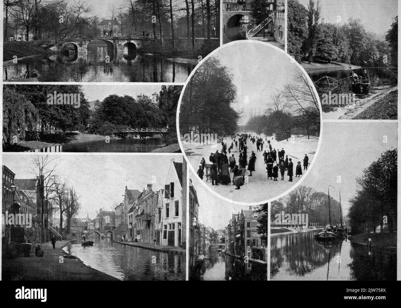 Collage of faces on various parts of the city of Utrecht: the Maliebrug ...