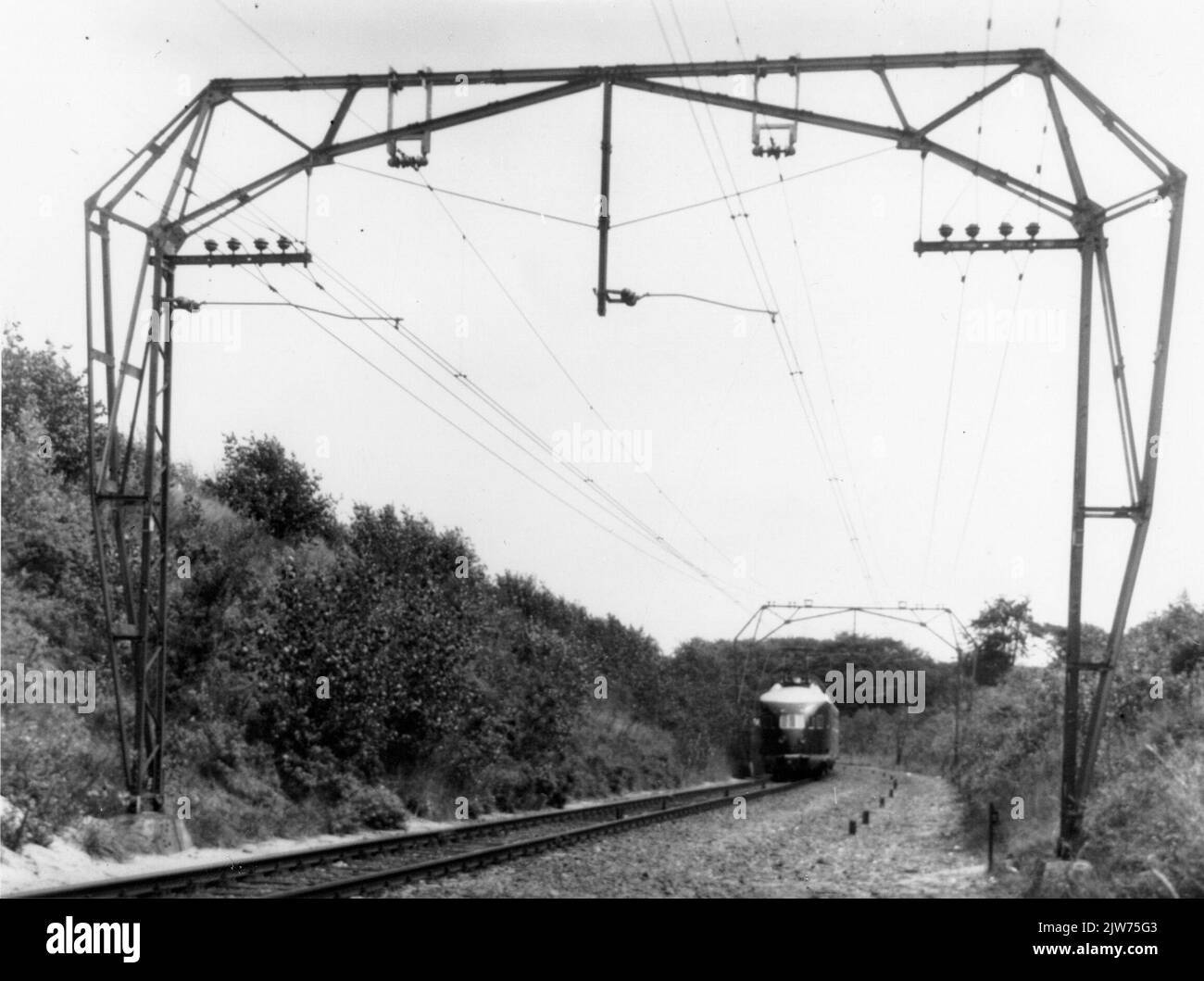 View of the war damage repaired (but still only sporing) railway line ...