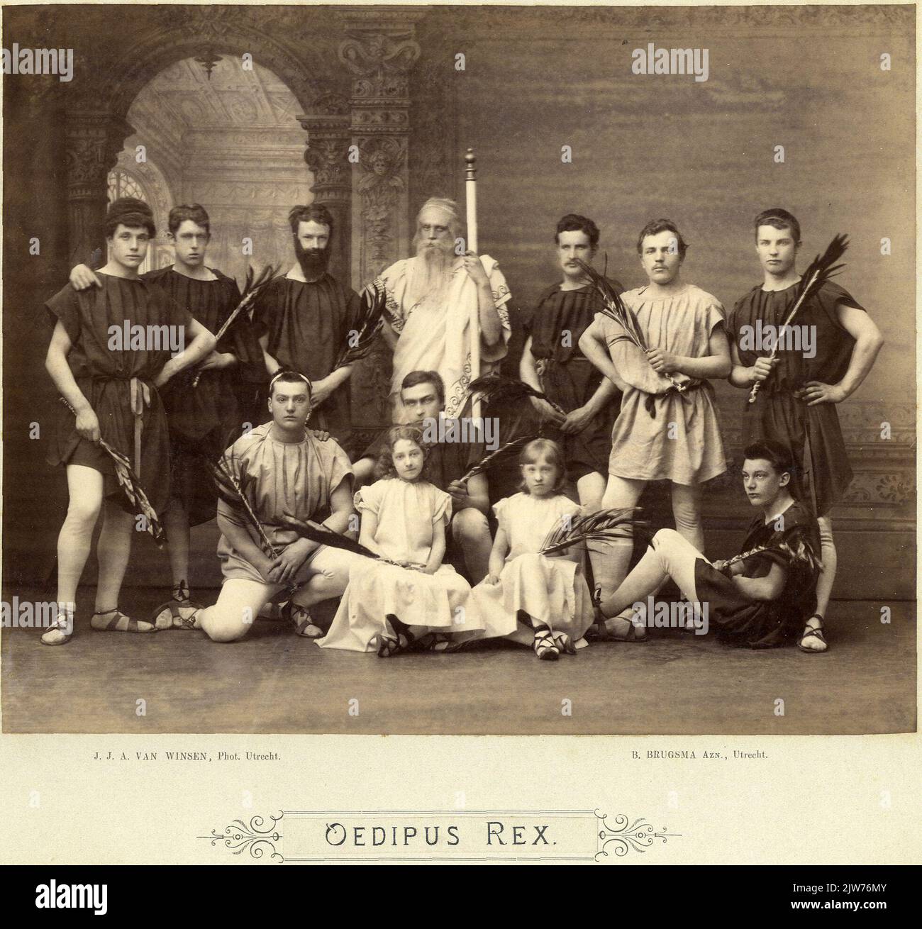 Image of a group of players in the play Oedipus Rex of Sophocles.n.b ...