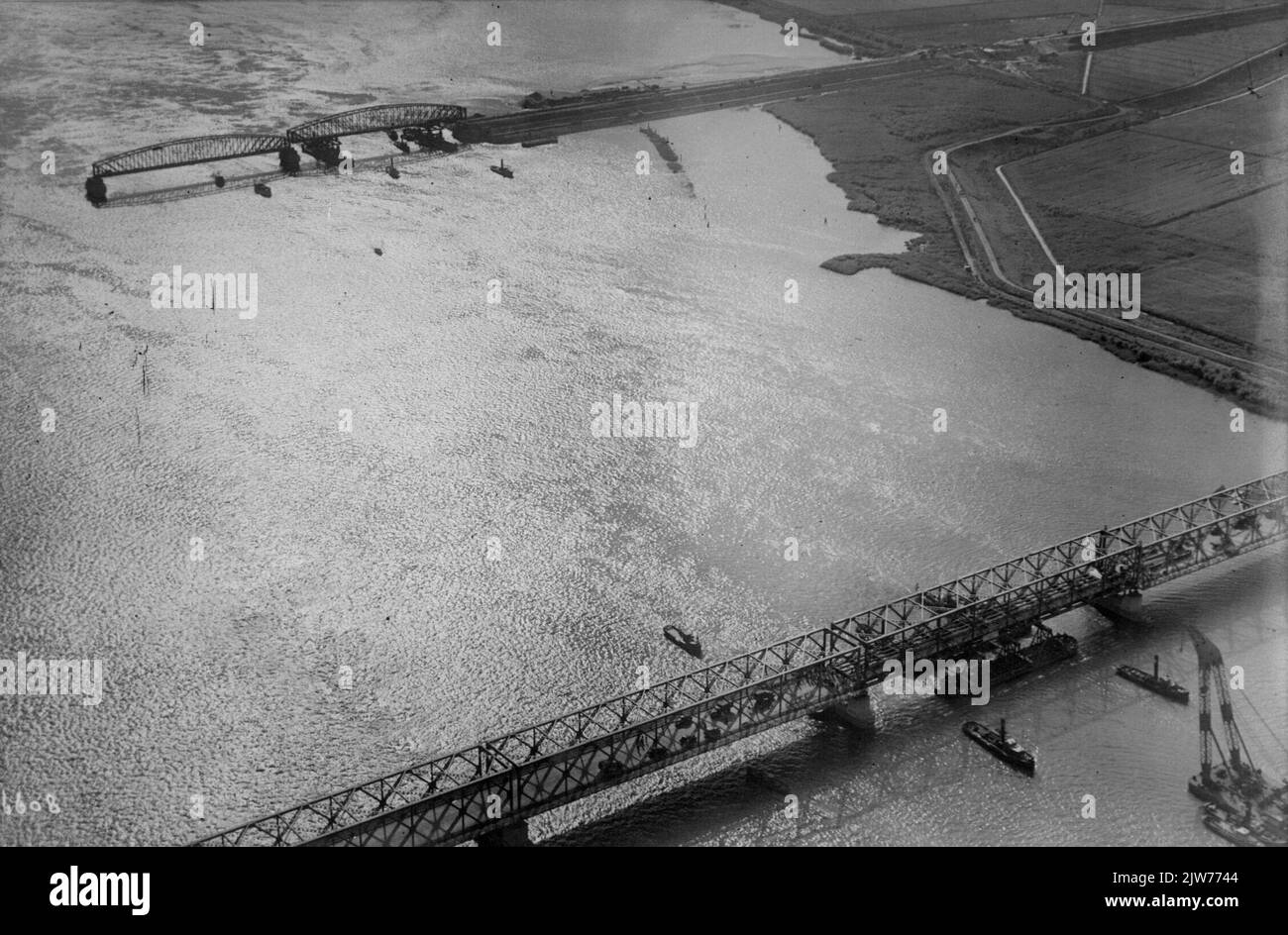 Aerial photo of the traffic bridge and the railway bridge over the ...