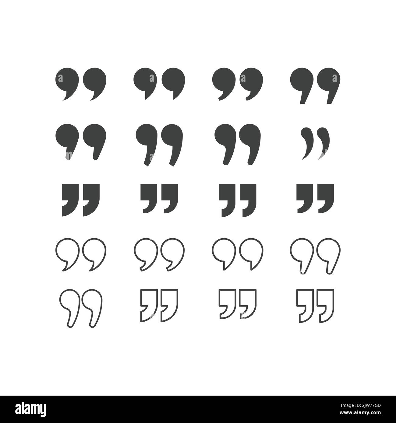 Quotes, quotation marks black isolated vector icon set. Speech mark ... Quotes, quotation marks black isolated vector icon set. Speech mark ...
