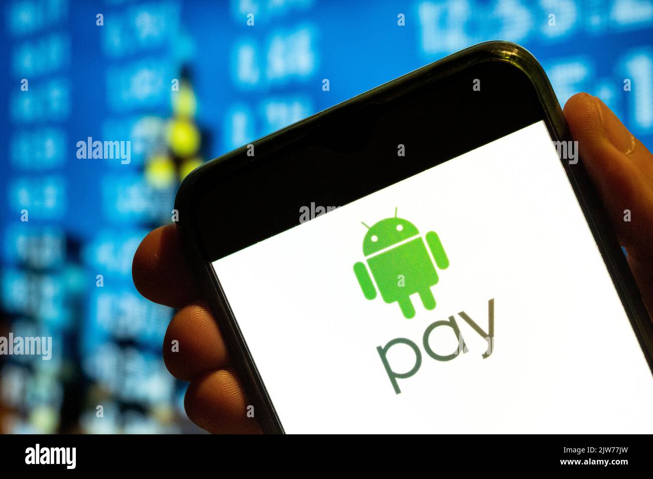 In this photo illustration, the American online payment platform owned by Google, Android Pay ...