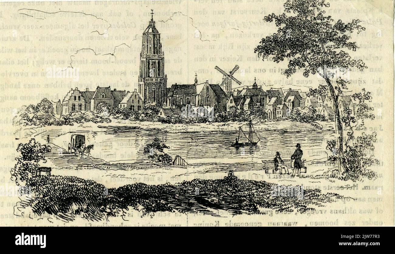 View of Rhenen from the south bank of the Rhine, from the southwest ...