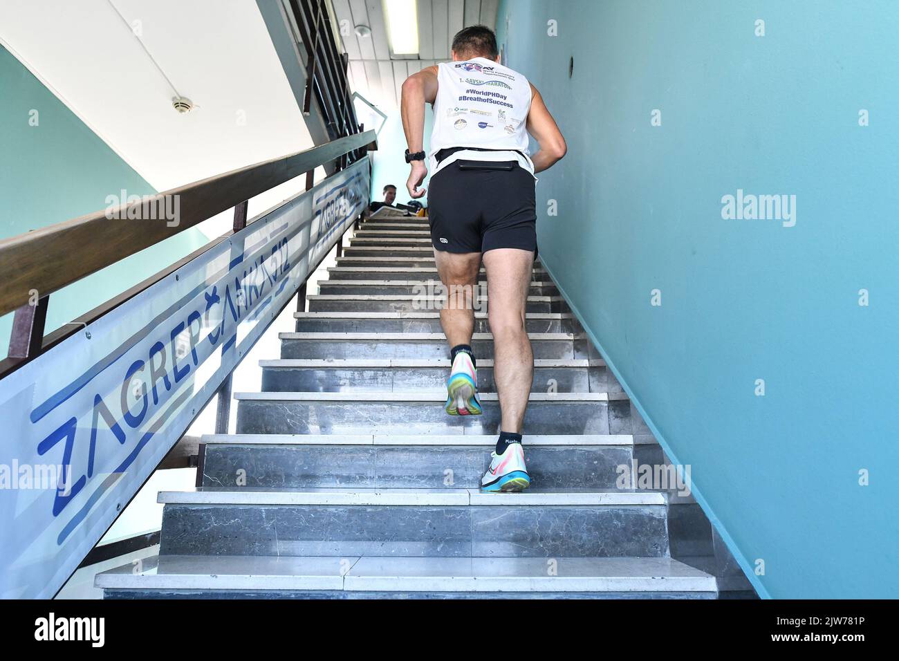 People runs during an 512 stairs race in Zagreb, Croatia on September 3 ...