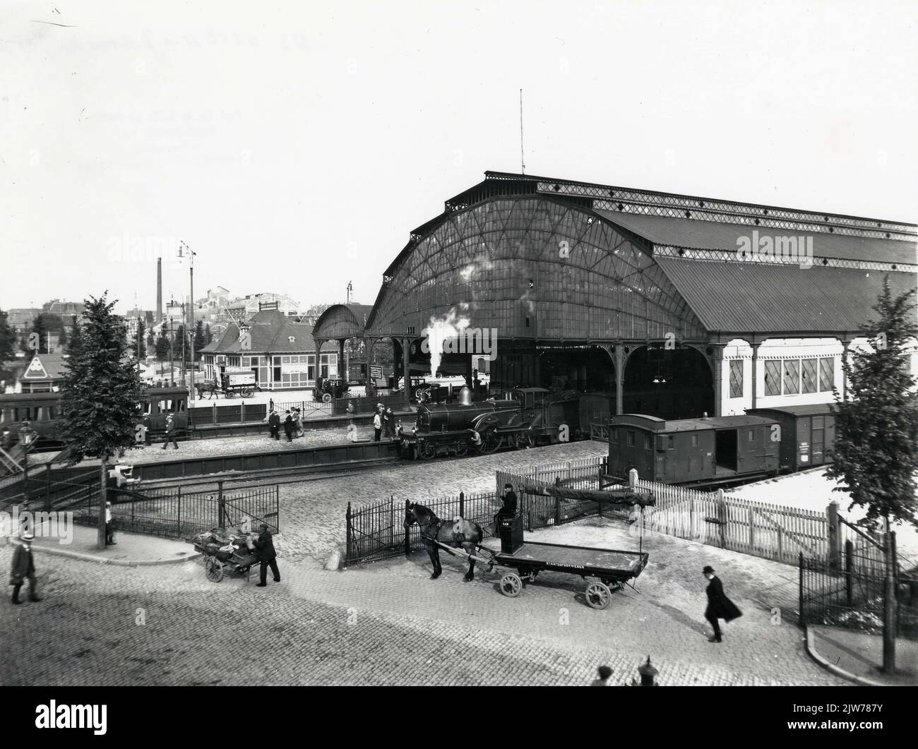 View of the platform hood of the S.S. station Amsterdam Weesperpoort in ...