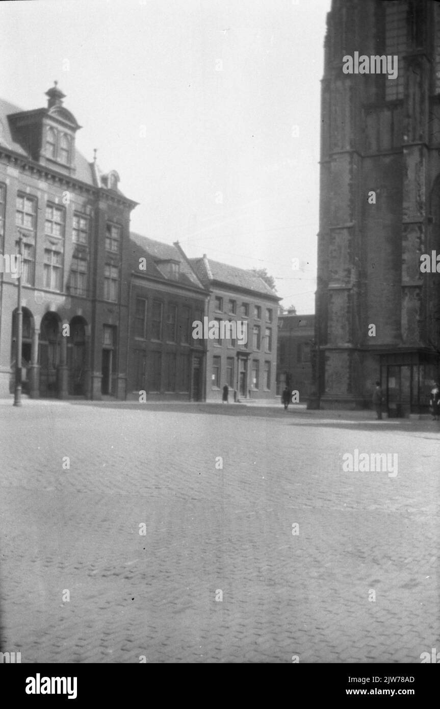 View of the facades of Huizen Domplein 1 - 2 and the side wall of the ...