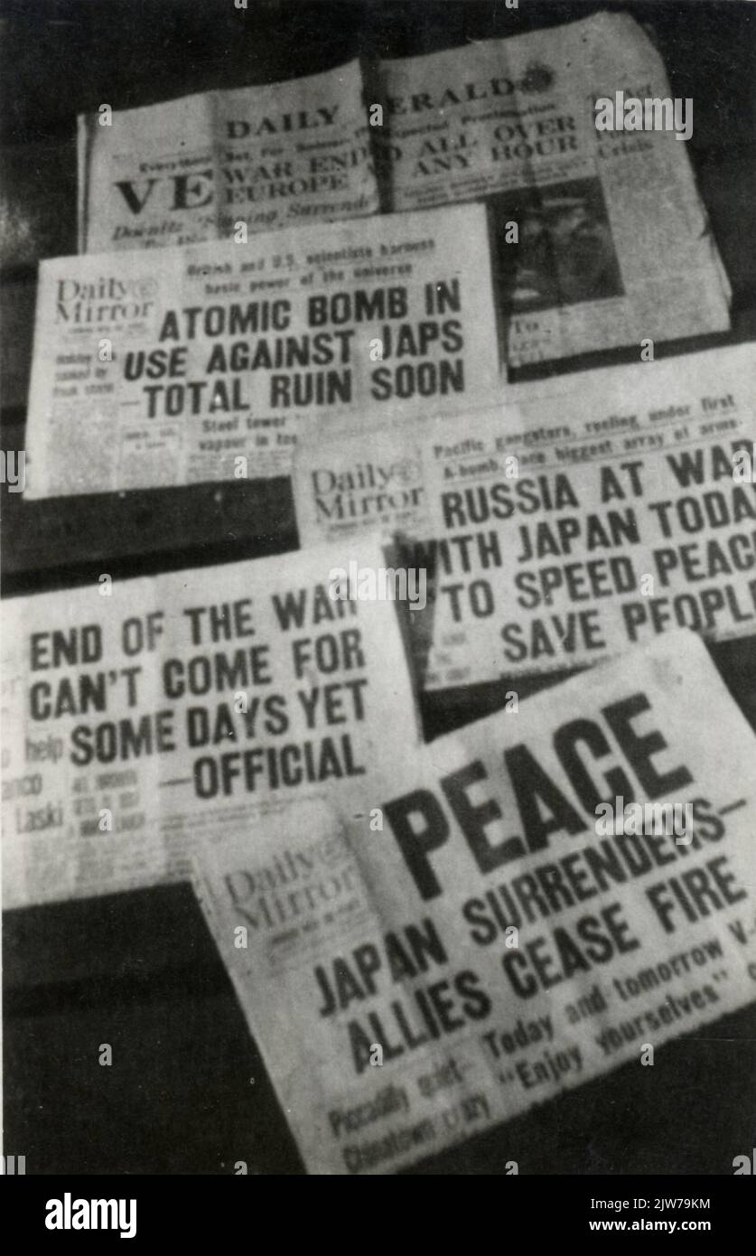 Image of the English newspapers Daily Mirror and Daily Herald who ...