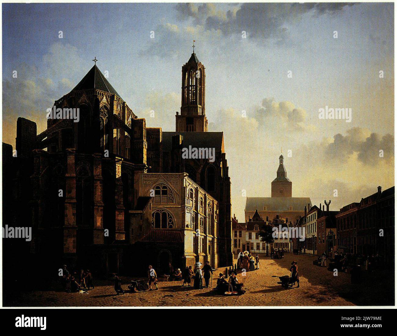 View of the Domkerkhof in Utrecht with the Domkerk and the upper part ...
