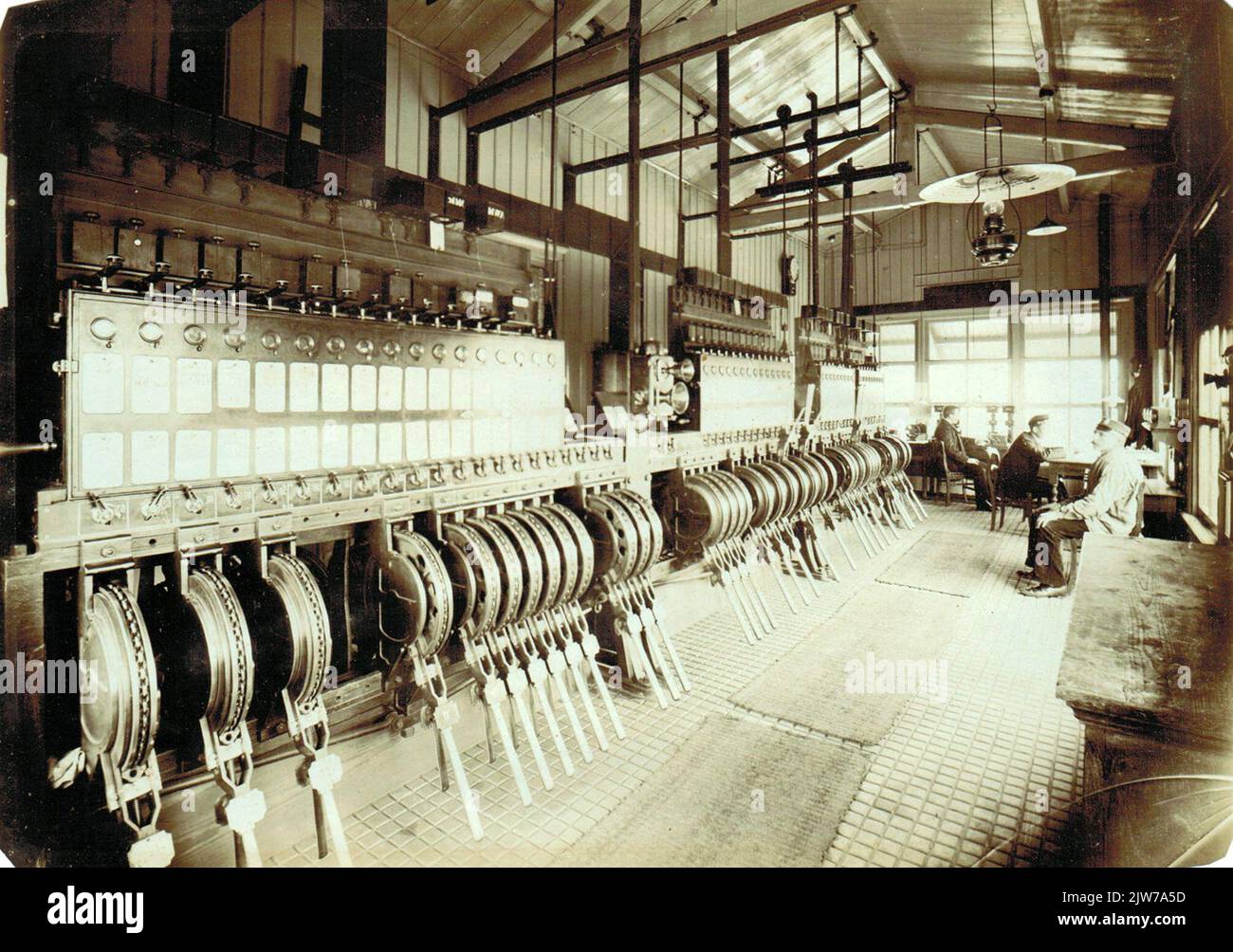 Interior of a signal house at the S.S. station Lage Zwaluwe (presumably ...