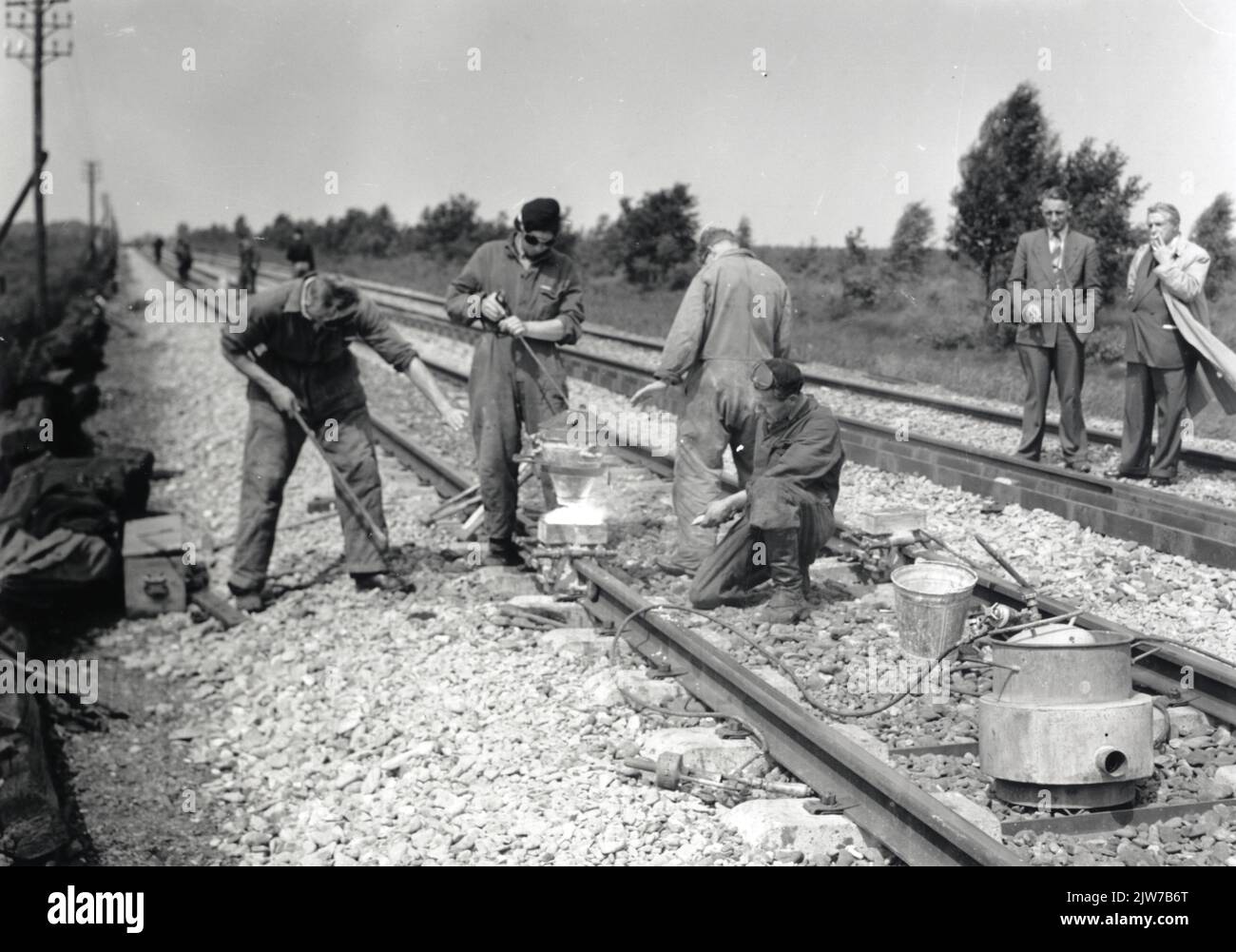 Image of bracking pieces of track with concrete sleepers by road ...