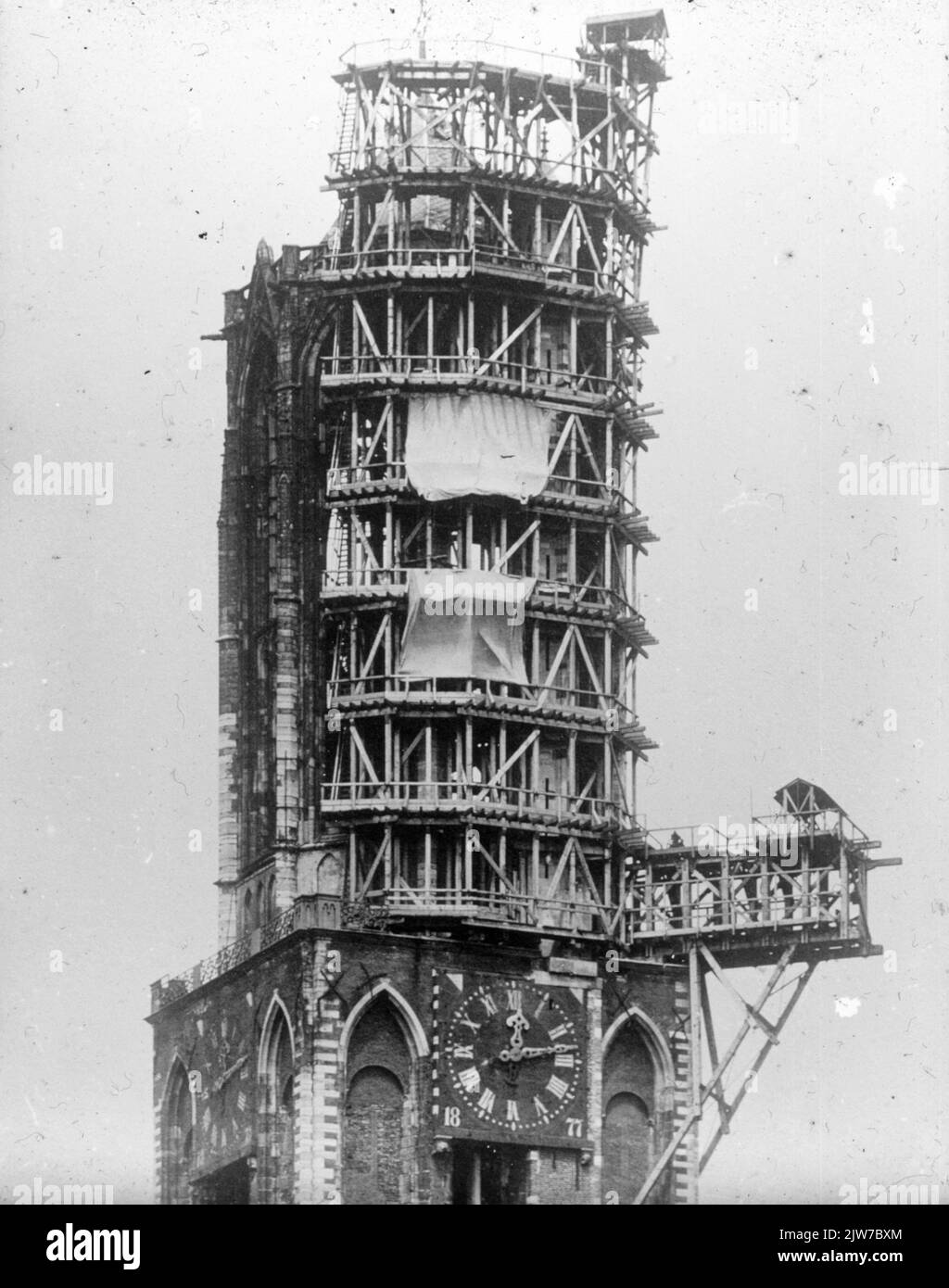 Image of the scaffolding and the hoisting work for the restoration of ...