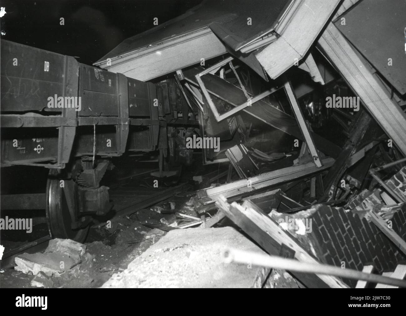 Image of Seinhuis Post R, destroyed by a derailed freight train, on the ...