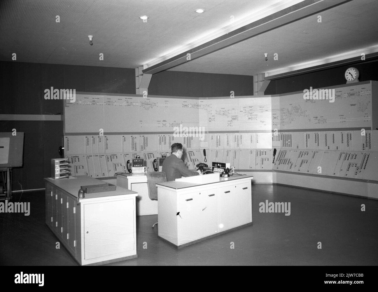 Interior of the central switching post of the N.S. in Amsterdam ...