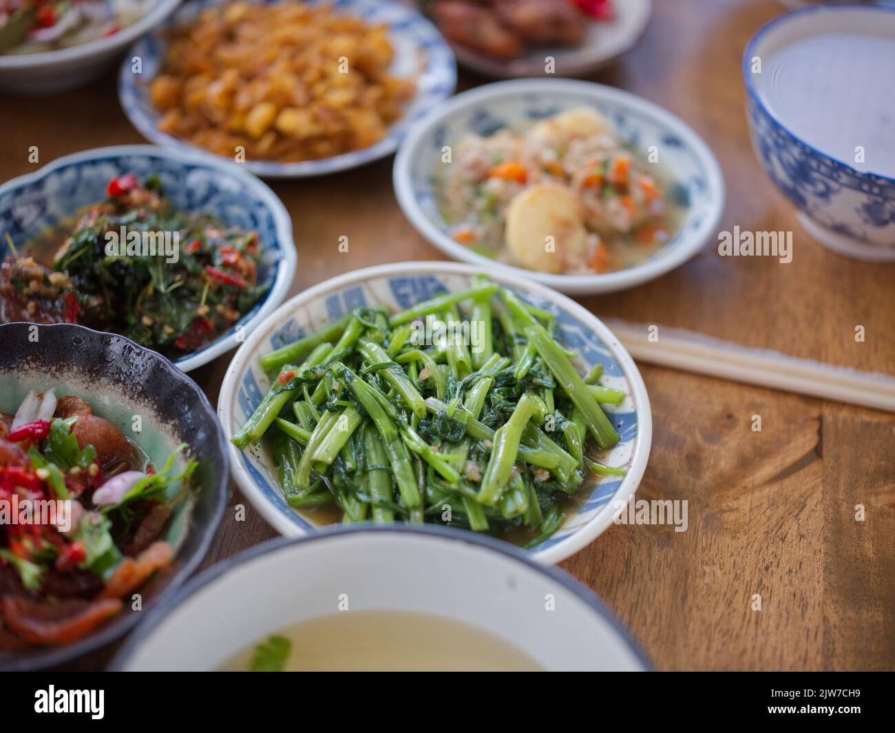 Rice gruel and side dish . Concept breakfast THAI STYLE Stock Photo - Alamy