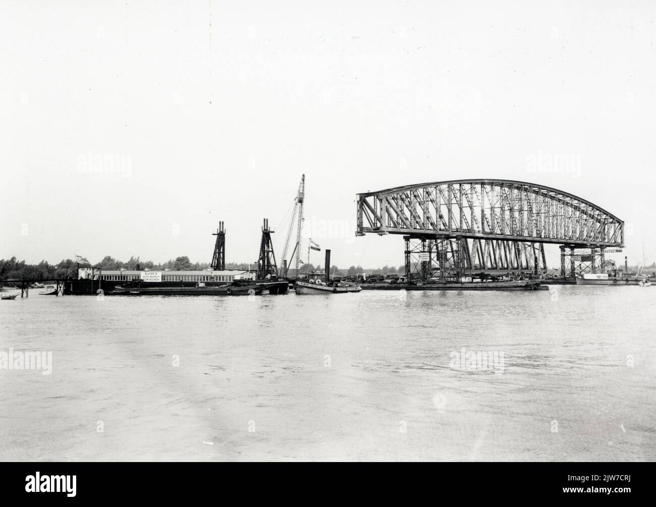 Image of a sailing bridge of the railway bridge over the Hollands Diep ...