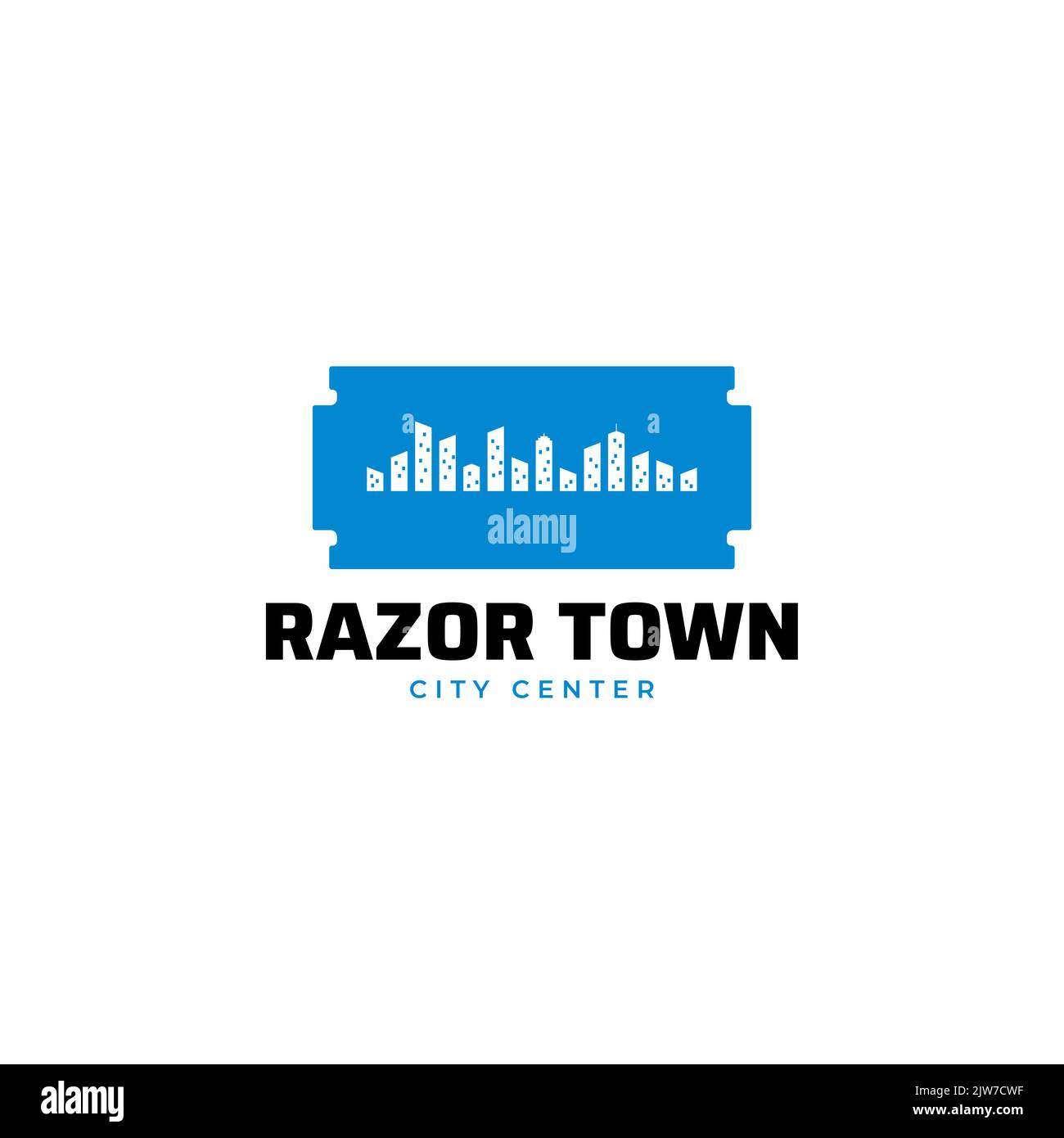 Razor and urban illustration logo design. Simple city and razor logo ...
