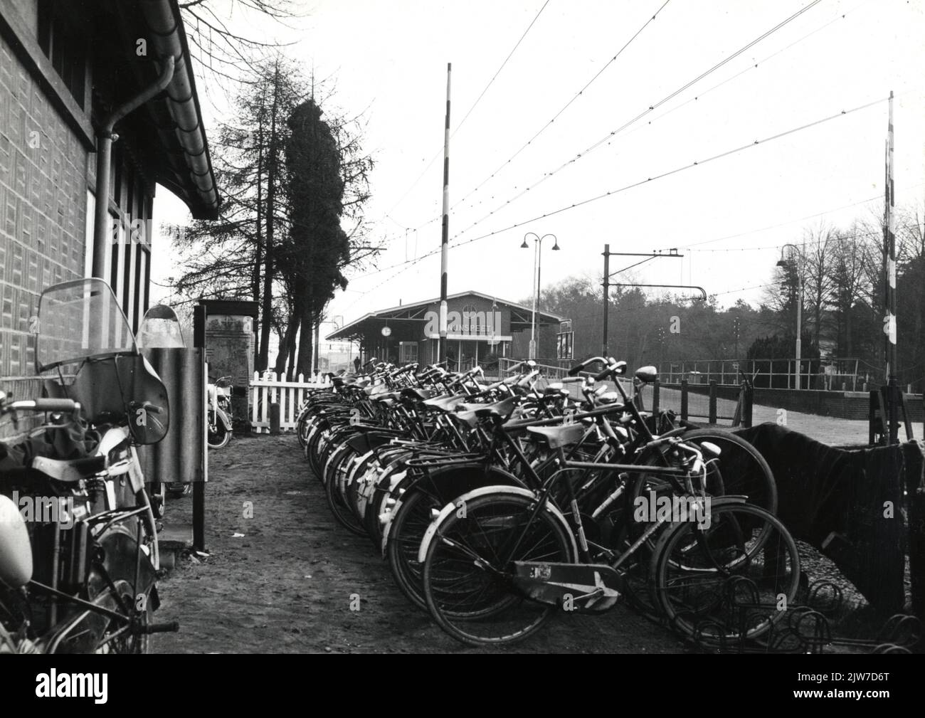 View of the bicycle parking at the N.S. station Nunspeet in Nunspeet ...