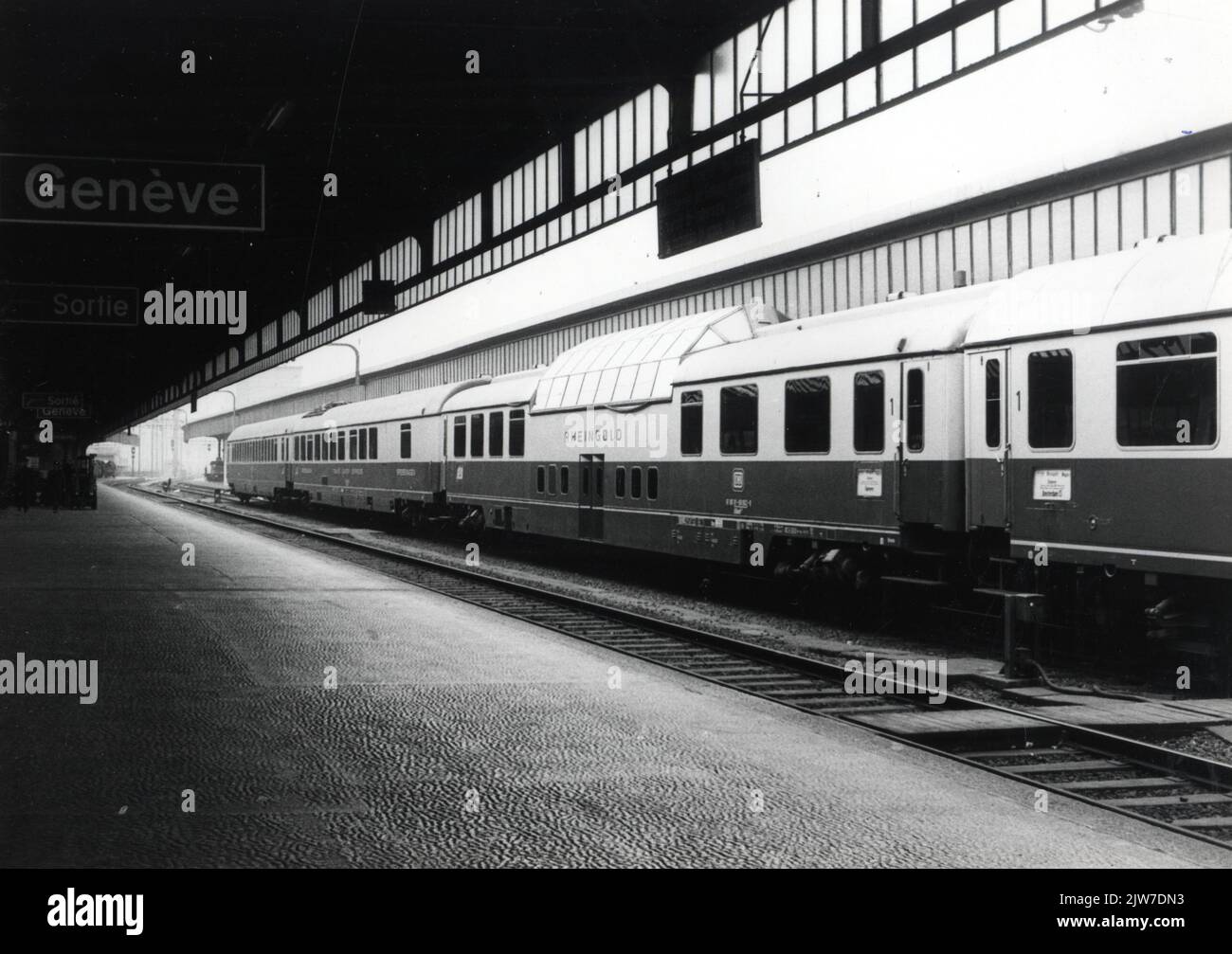 Image of the international train "Rheingold" along the platform in ...