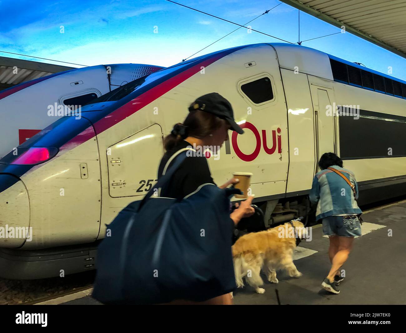 Paris, France, Women Passengers on Platform, Boarding French Train ...