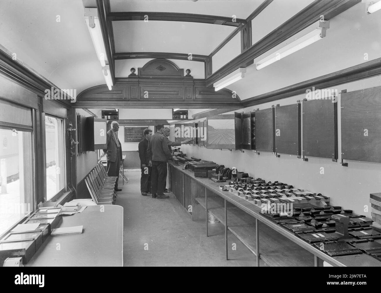 Interior of the instructional vehicle of the service of road and works ...